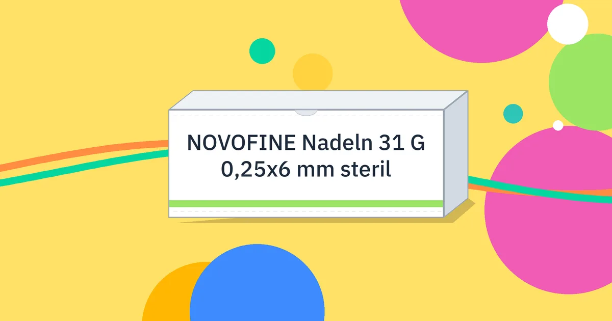 Symbolbild: Packung mit der Aufschrift NOVOFINE Nadeln 31 G 0,25x6 mm steril (PZN 14266285) – Verfügbarkeit und Bezug in Apotheken in Frankfurt am Main