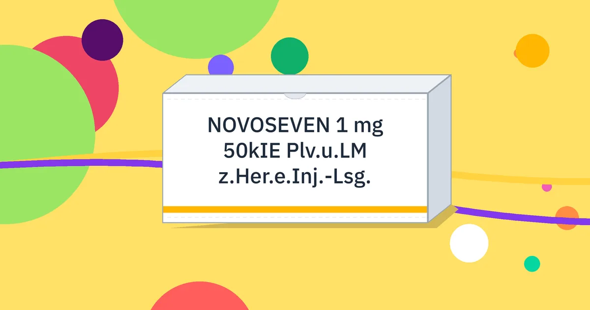Symbolbild: Packung mit der Aufschrift NOVOSEVEN 1 mg 50kIE Plv.u.LM z.Her.e.Inj.-Lsg. (PZN 06062930) – Verfügbarkeit und Bezug in Apotheken in Frankfurt am Main