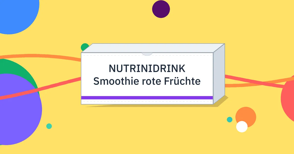 Symbolbild: Packung mit der Aufschrift NUTRINIDRINK Smoothie rote Früchte (PZN 07687856) – Verfügbarkeit und Bezug in Apotheken in Frankfurt am Main
