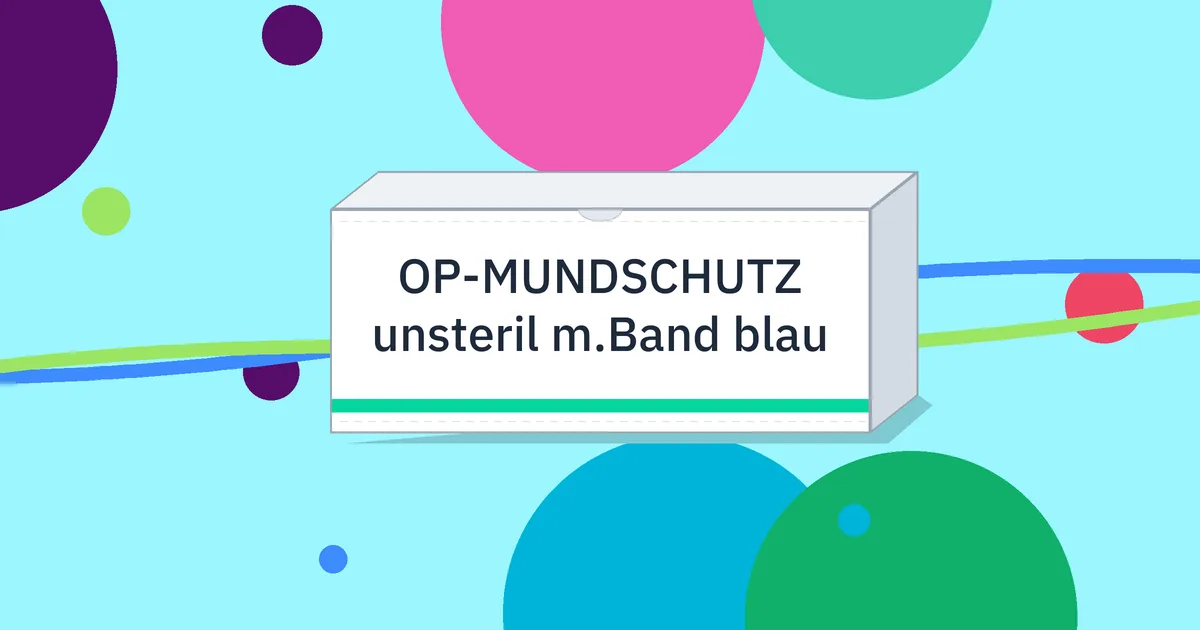 Symbolbild: Packung mit der Aufschrift OP-MUNDSCHUTZ unsteril m.Band blau (PZN 05014099) – Verfügbarkeit und Bezug in Apotheken in Frankfurt am Main