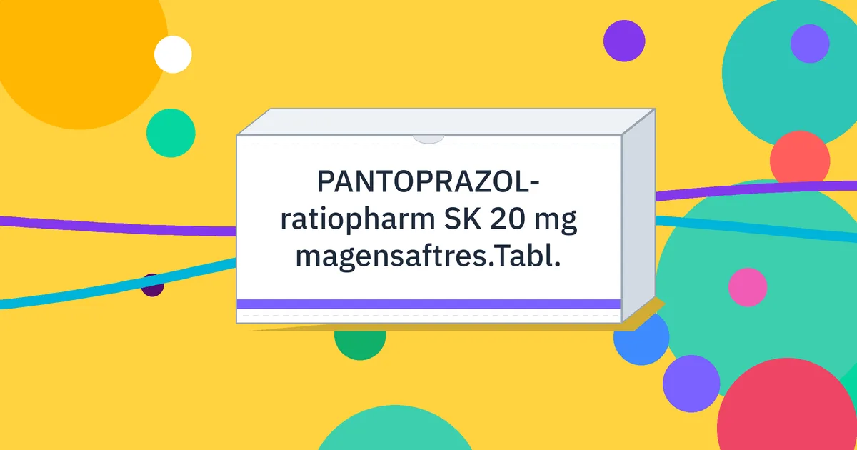 Symbolbild: Packung mit der Aufschrift PANTOPRAZOL-ratiopharm SK 20 mg magensaftres.Tabl. (PZN 05520833) – Verfügbarkeit und Bezug in Apotheken in Frankfurt am Main