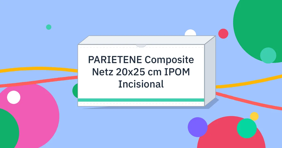 Symbolbild: Packung mit der Aufschrift PARIETENE Composite Netz 20x25 cm IPOM Incisional (PZN 00466342) – Verfügbarkeit und Bezug in Apotheken in Frankfurt am Main