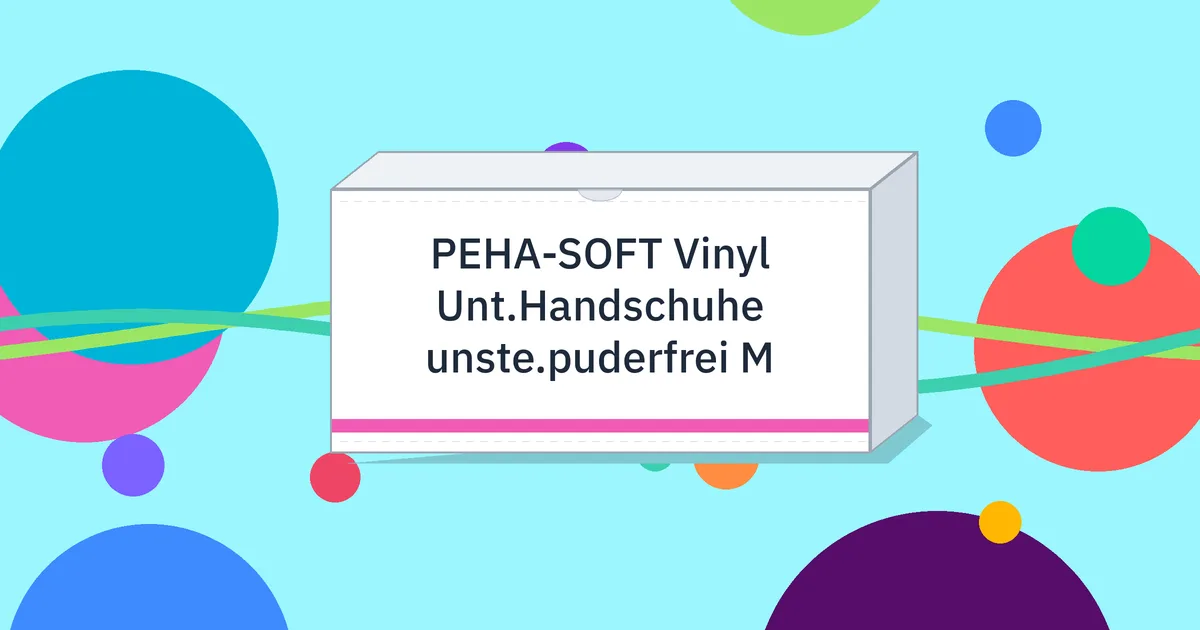 Symbolbild: Packung mit der Aufschrift PEHA-SOFT Vinyl Unt.Handschuhe unste.puderfrei M (PZN 08909483) – Verfügbarkeit und Bezug in Apotheken in Frankfurt am Main