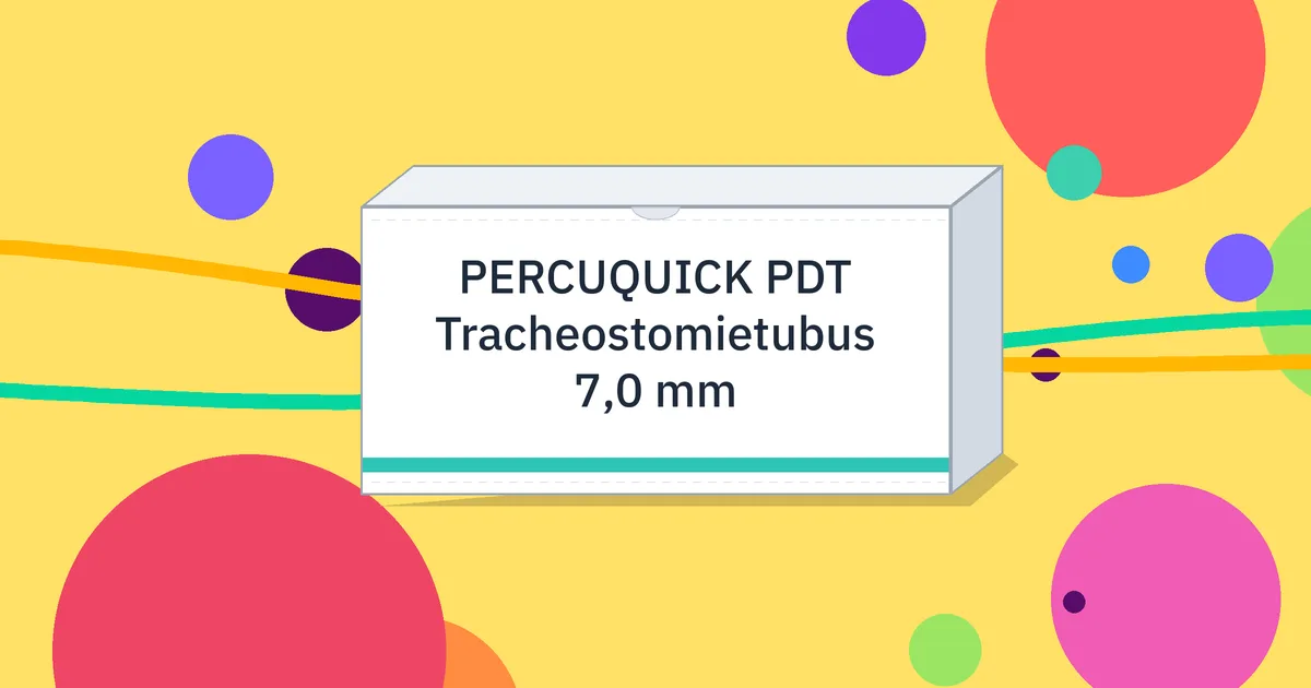 Symbolbild: Packung mit der Aufschrift PERCUQUICK PDT Tracheostomietubus 7,0 mm (PZN 00682382) – Verfügbarkeit und Bezug in Apotheken in Frankfurt am Main