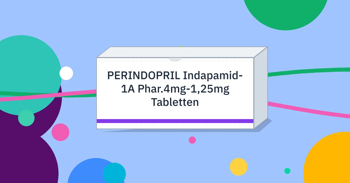 Symbolbild: Packung mit der Aufschrift PERINDOPRIL Indapamid-1A Phar.4mg-1,25mg Tabletten (PZN 07797527) – Verfügbarkeit und Bezug in Apotheken in Frankfurt am Main