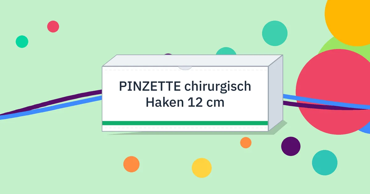 Symbolbild: Packung mit der Aufschrift PINZETTE chirurgisch Haken 12 cm (PZN 01735175) – Verfügbarkeit und Bezug in Apotheken in Frankfurt am Main