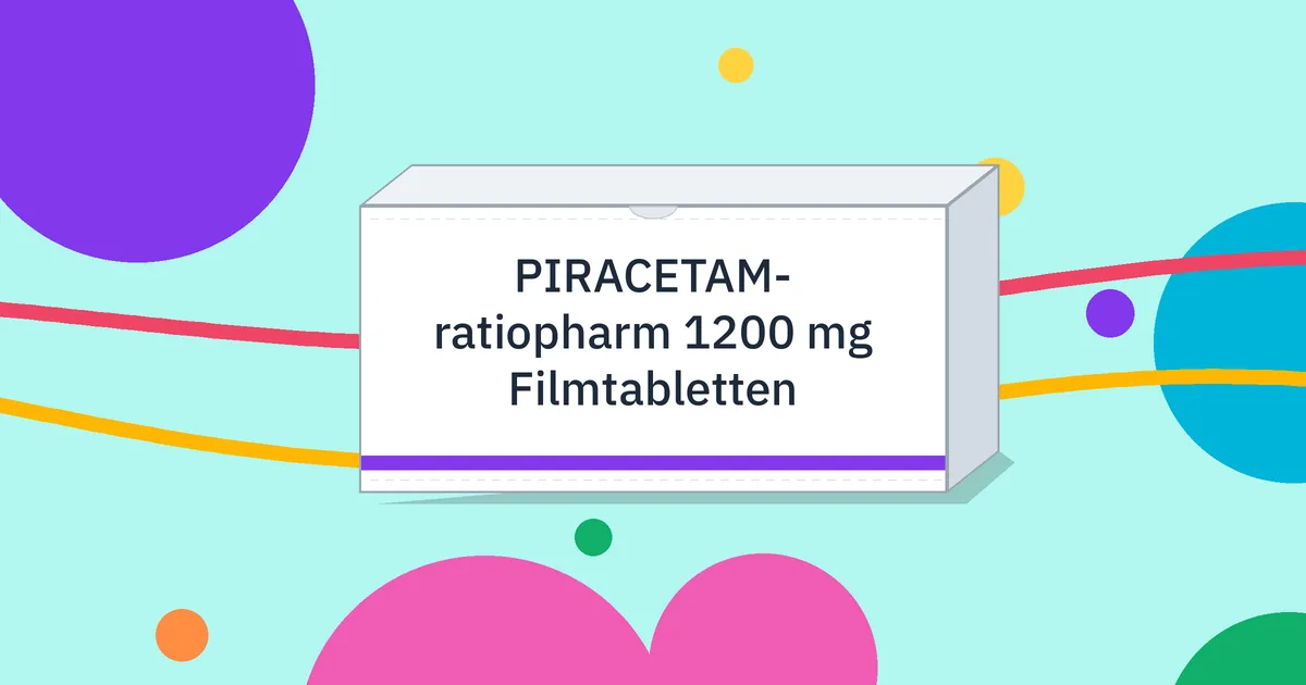 Symbolbild: Packung mit der Aufschrift PIRACETAM-ratiopharm 1200 mg Filmtabletten (PZN 09123566) – Verfügbarkeit und Bezug in Apotheken in Frankfurt am Main