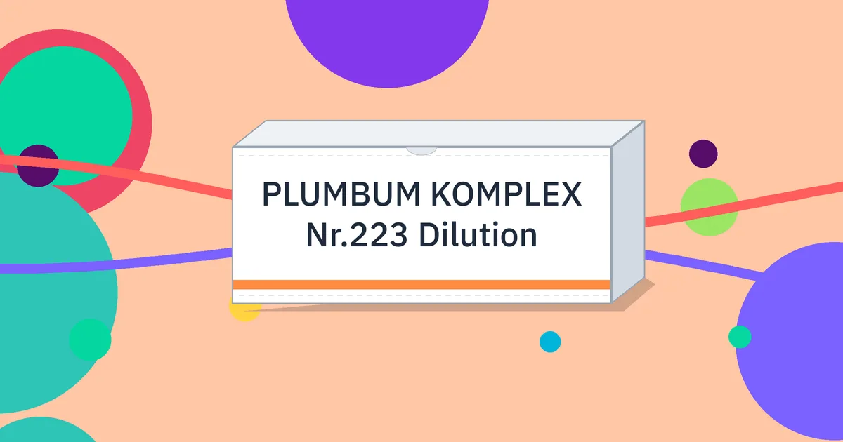 Symbolbild: Packung mit der Aufschrift PLUMBUM KOMPLEX Nr.223 Dilution (PZN 01910543) – Verfügbarkeit und Bezug in Apotheken in Frankfurt am Main