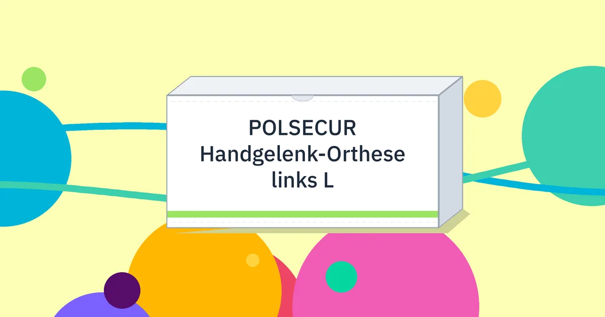 Symbolbild: Packung mit der Aufschrift POLSECUR Handgelenk-Orthese links L (PZN 17197805) – Verfügbarkeit und Bezug in Apotheken in Frankfurt am Main