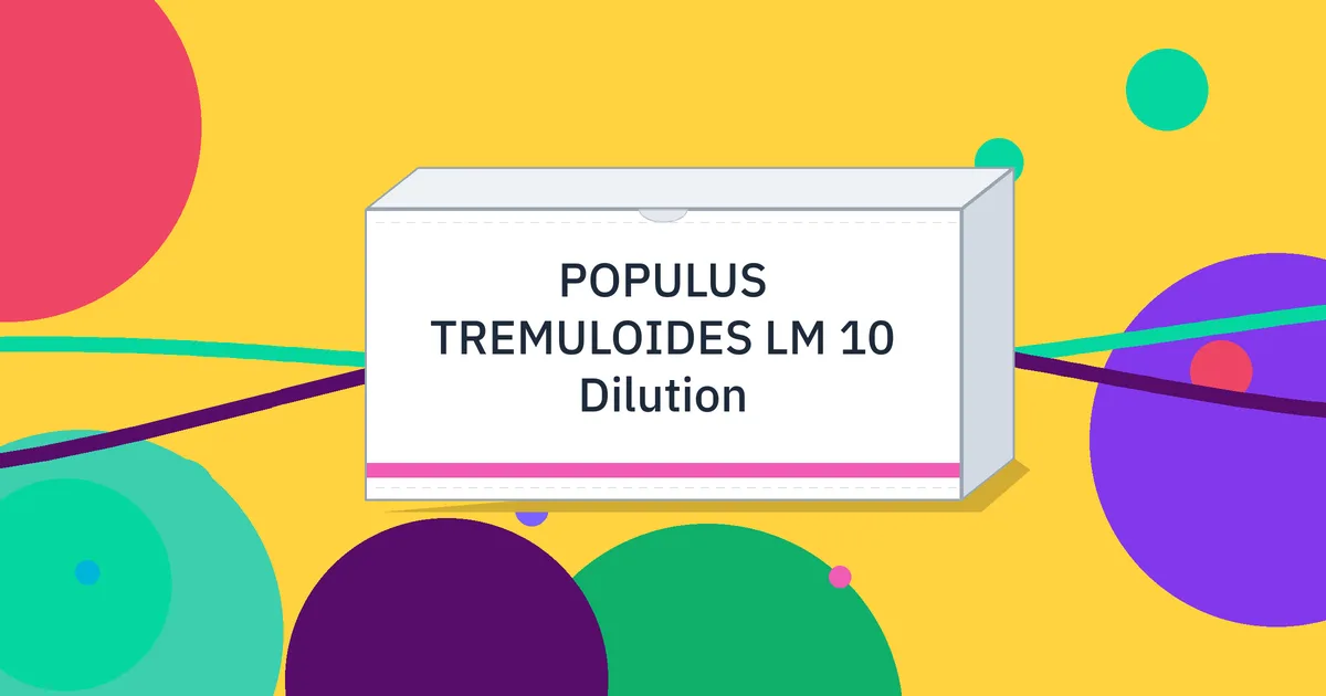 Symbolbild: Packung mit der Aufschrift POPULUS TREMULOIDES LM 10 Dilution (PZN 13664724) – Verfügbarkeit und Bezug in Apotheken in Frankfurt am Main