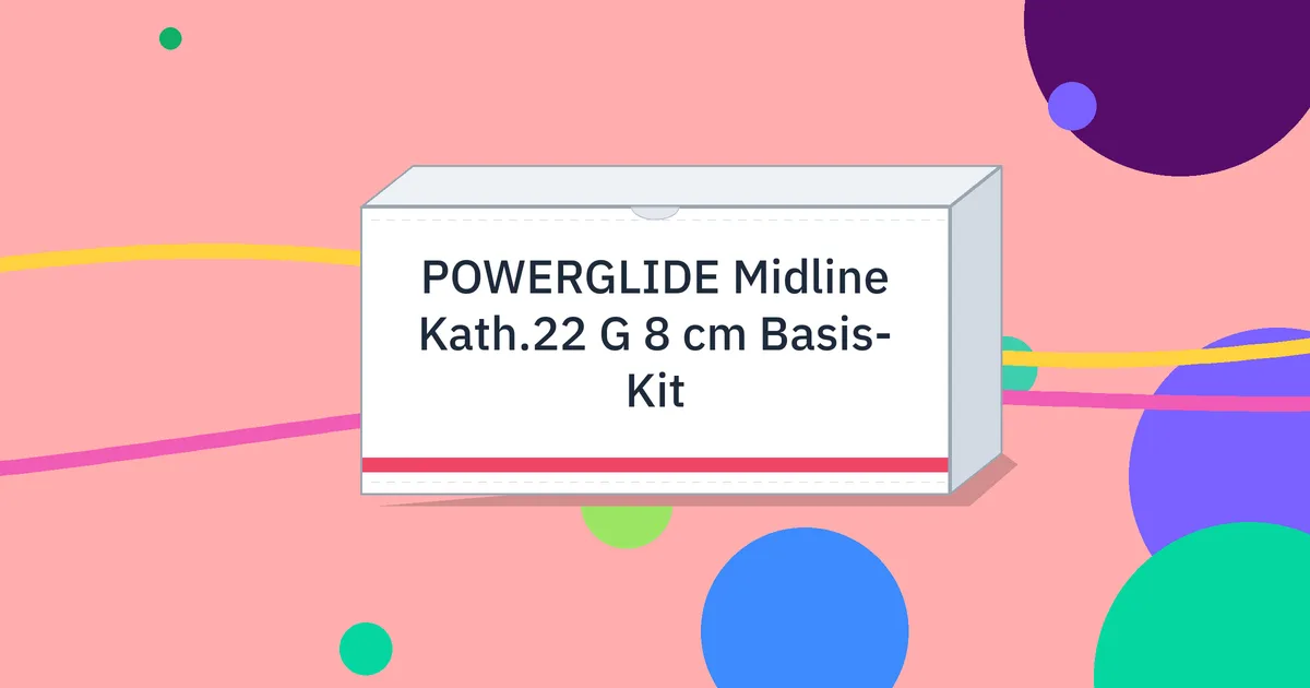 Symbolbild: Packung mit der Aufschrift POWERGLIDE Midline Kath.22 G 8 cm Basis-Kit (PZN 12777923) – Verfügbarkeit und Bezug in Apotheken in Frankfurt am Main
