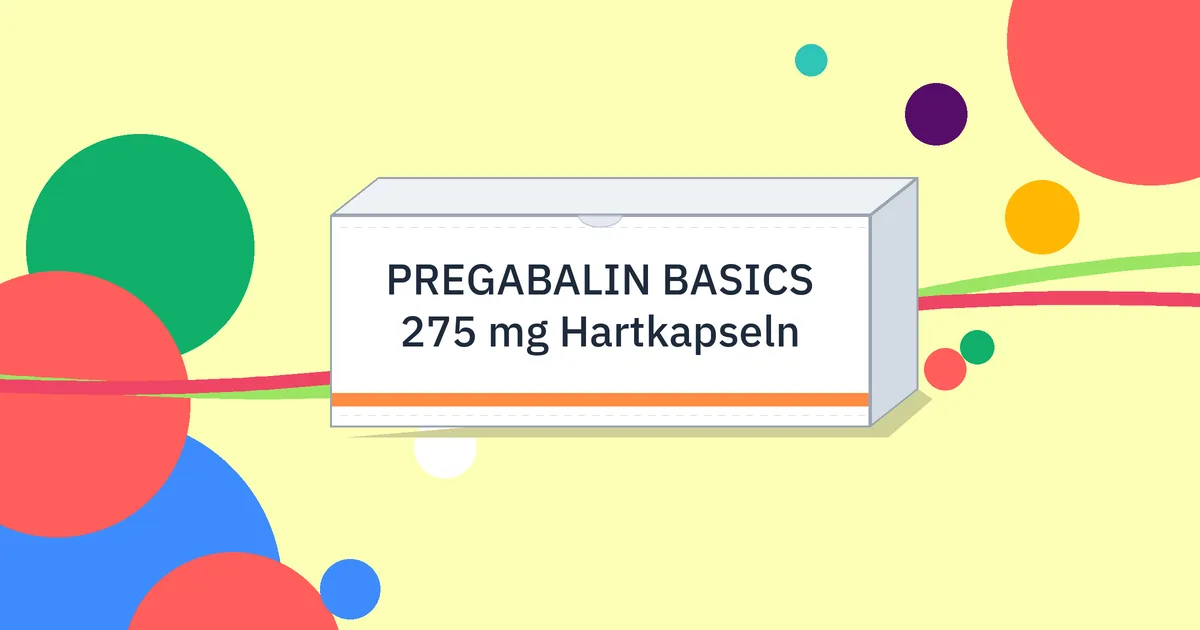 Symbolbild: Packung mit der Aufschrift PREGABALIN BASICS 275 mg Hartkapseln (PZN 12550349) – Verfügbarkeit und Bezug in Apotheken in Frankfurt am Main
