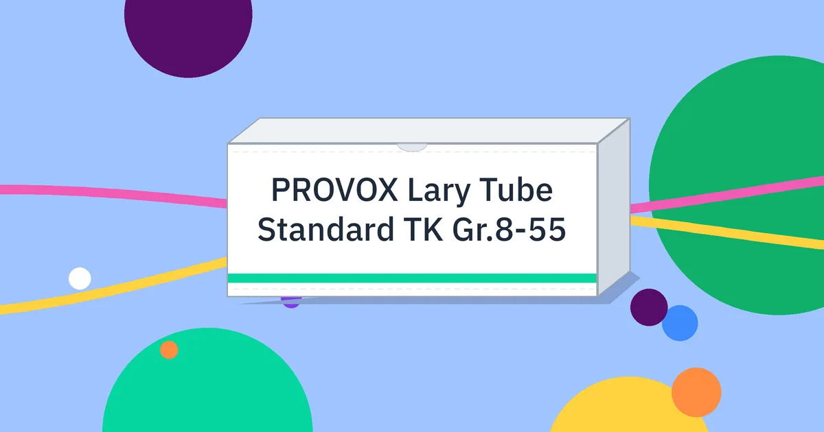 Symbolbild: Packung mit der Aufschrift PROVOX Lary Tube Standard TK Gr.8-55 (PZN 02398679) – Verfügbarkeit und Bezug in Apotheken in Frankfurt am Main