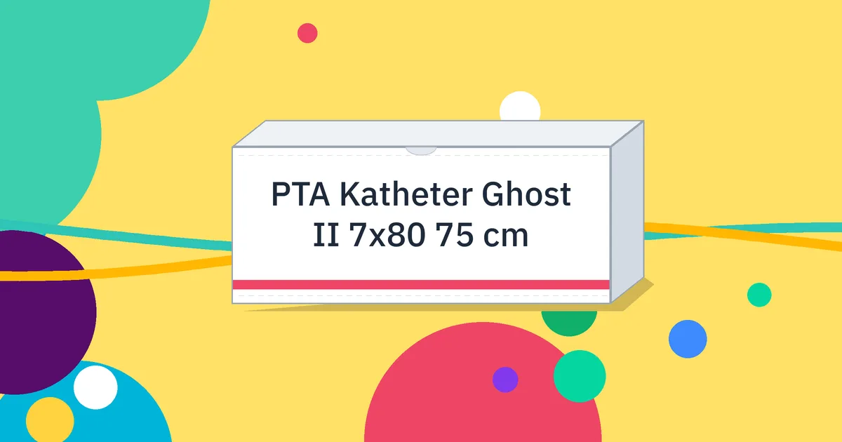 Symbolbild: Packung mit der Aufschrift PTA Katheter Ghost II 7x80 75 cm (PZN 00137087) – Verfügbarkeit und Bezug in Apotheken in Frankfurt am Main