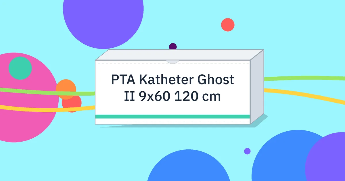 Symbolbild: Packung mit der Aufschrift PTA Katheter Ghost II 9x60 120 cm (PZN 00111805) – Verfügbarkeit und Bezug in Apotheken in Frankfurt am Main