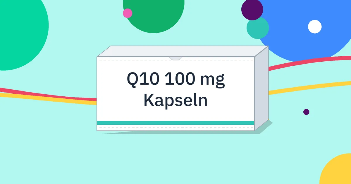 Symbolbild: Packung mit der Aufschrift Q10 100 mg Kapseln (PZN 17966149) – Verfügbarkeit und Bezug in Apotheken in Frankfurt am Main
