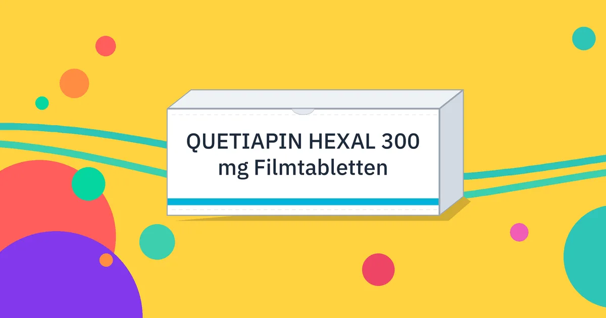 Symbolbild: Packung mit der Aufschrift QUETIAPIN HEXAL 300 mg Filmtabletten (PZN 09422694) – Verfügbarkeit und Bezug in Apotheken in Frankfurt am Main