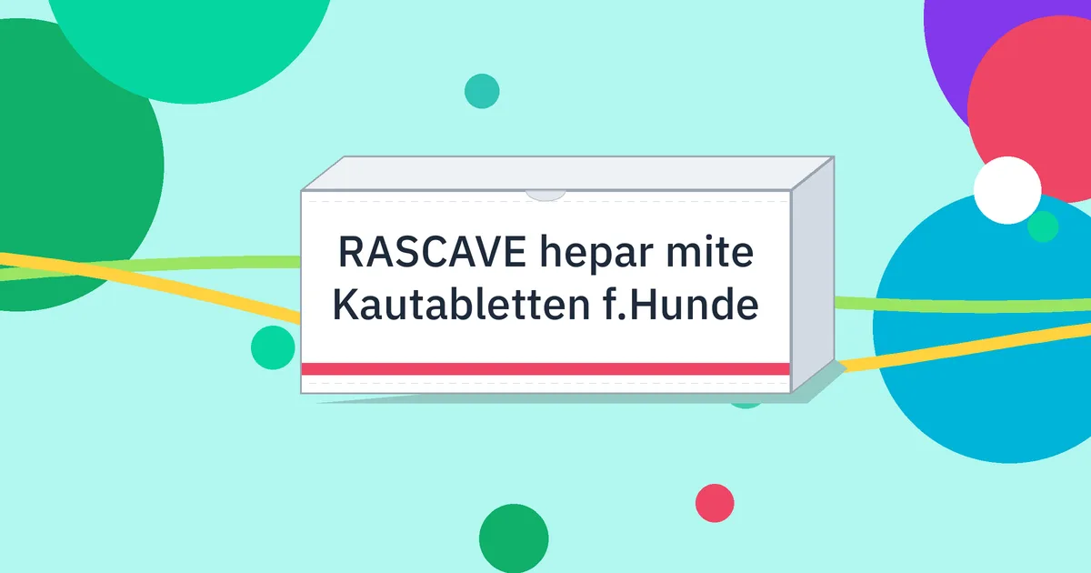 Symbolbild: Packung mit der Aufschrift RASCAVE hepar mite Kautabletten f.Hunde (PZN 17834991) – Verfügbarkeit und Bezug in Apotheken in Frankfurt am Main