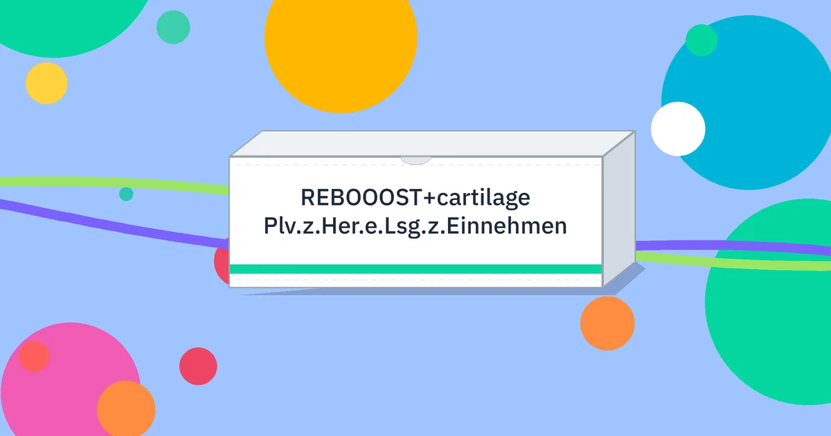 Symbolbild: Packung mit der Aufschrift REBOOOST+cartilage Plv.z.Her.e.Lsg.z.Einnehmen (PZN 11235858) – Verfügbarkeit und Bezug in Apotheken in Frankfurt am Main