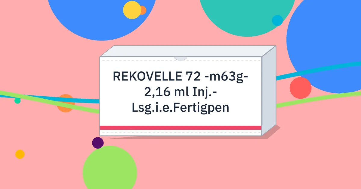 Symbolbild: Packung mit der Aufschrift REKOVELLE 72 -m63g-2,16 ml Inj.-Lsg.i.e.Fertigpen (PZN 16814503) – Verfügbarkeit und Bezug in Apotheken in Frankfurt am Main