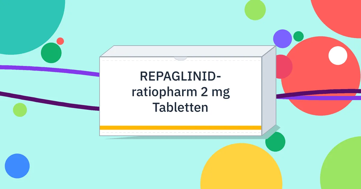 Symbolbild: Packung mit der Aufschrift REPAGLINID-ratiopharm 2 mg Tabletten (PZN 03053534) – Verfügbarkeit und Bezug in Apotheken in Frankfurt am Main