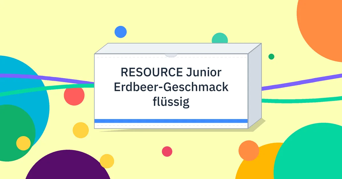 Symbolbild: Packung mit der Aufschrift RESOURCE Junior Erdbeer-Geschmack flüssig (PZN 20323107) – Verfügbarkeit und Bezug in Apotheken in Frankfurt am Main