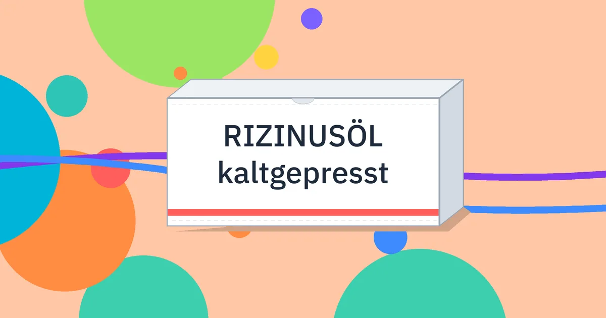 Symbolbild: Packung mit der Aufschrift RIZINUSÖL kaltgepresst (PZN 20372459) – Verfügbarkeit und Bezug in Apotheken in Frankfurt am Main