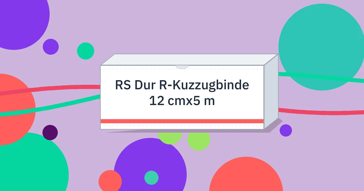 Symbolbild: Packung mit der Aufschrift RS Dur R-Kuzzugbinde 12 cmx5 m (PZN 09064349) – Verfügbarkeit und Bezug in Apotheken in Frankfurt am Main