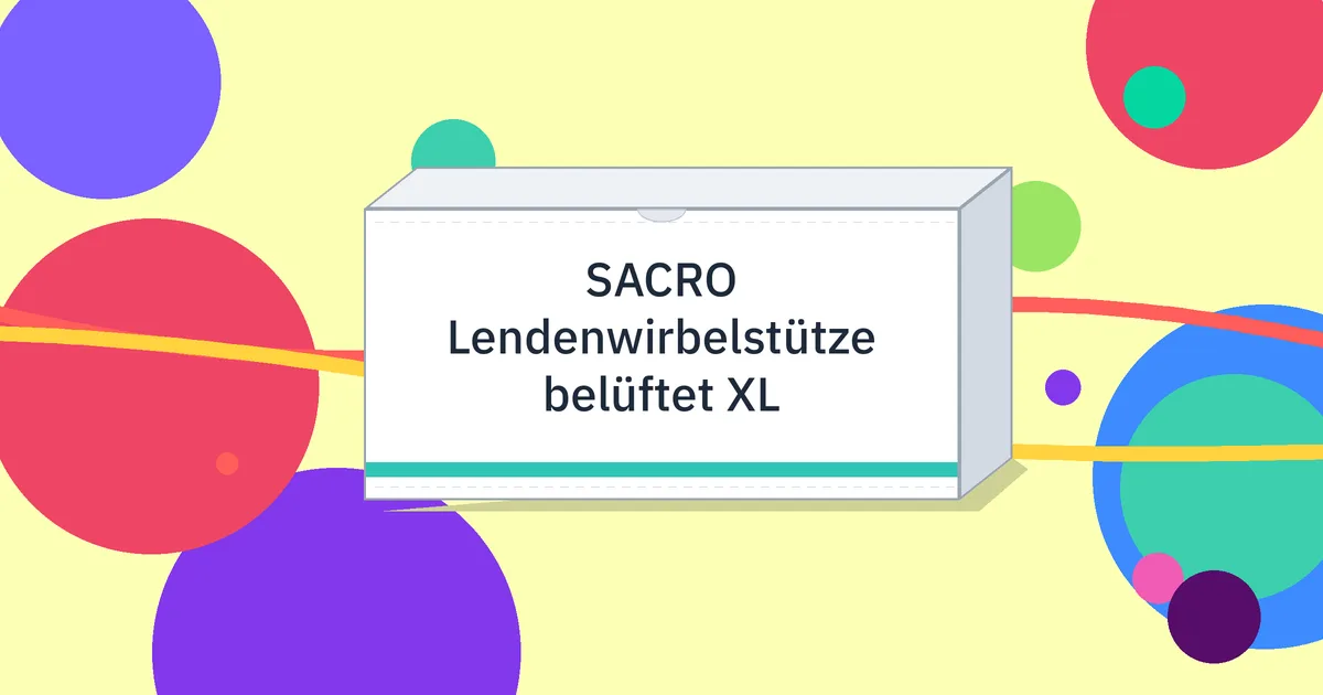 Symbolbild: Packung mit der Aufschrift SACRO Lendenwirbelstütze belüftet XL (PZN 19071215) – Verfügbarkeit und Bezug in Apotheken in Frankfurt am Main