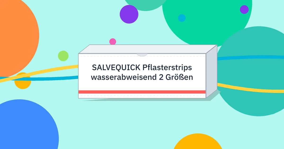 Symbolbild: Packung mit der Aufschrift SALVEQUICK Pflasterstrips wasserabweisend 2 Größen (PZN 12492178) – Verfügbarkeit und Bezug in Apotheken in Frankfurt am Main