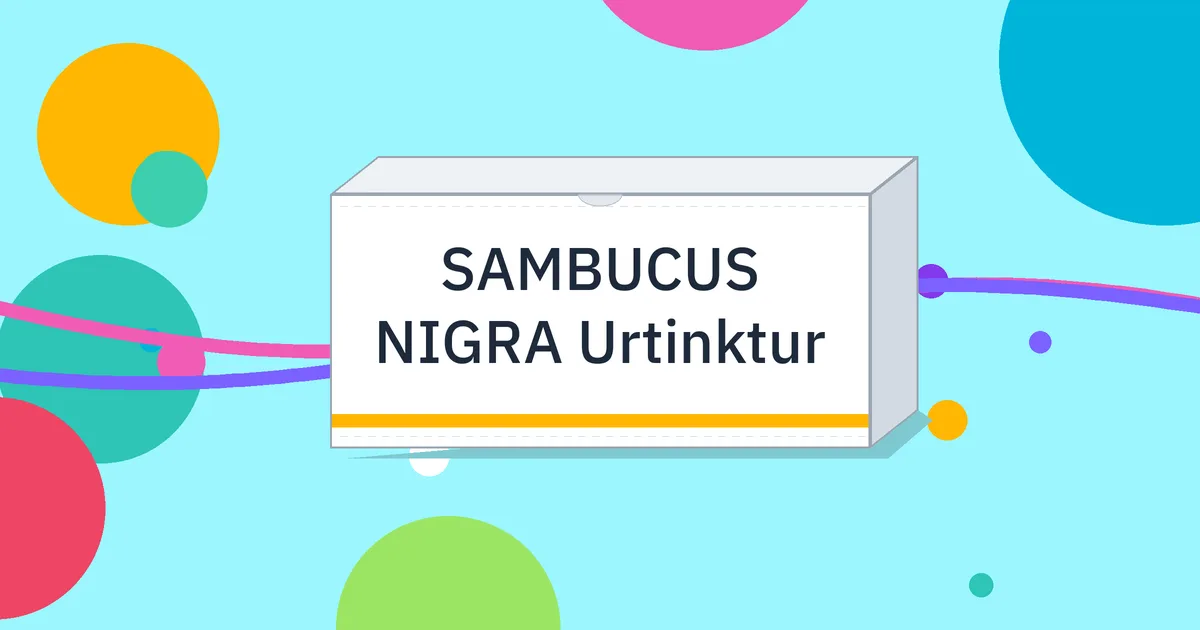Symbolbild: Packung mit der Aufschrift SAMBUCUS NIGRA Urtinktur (PZN 02621367) – Verfügbarkeit und Bezug in Apotheken in Frankfurt am Main