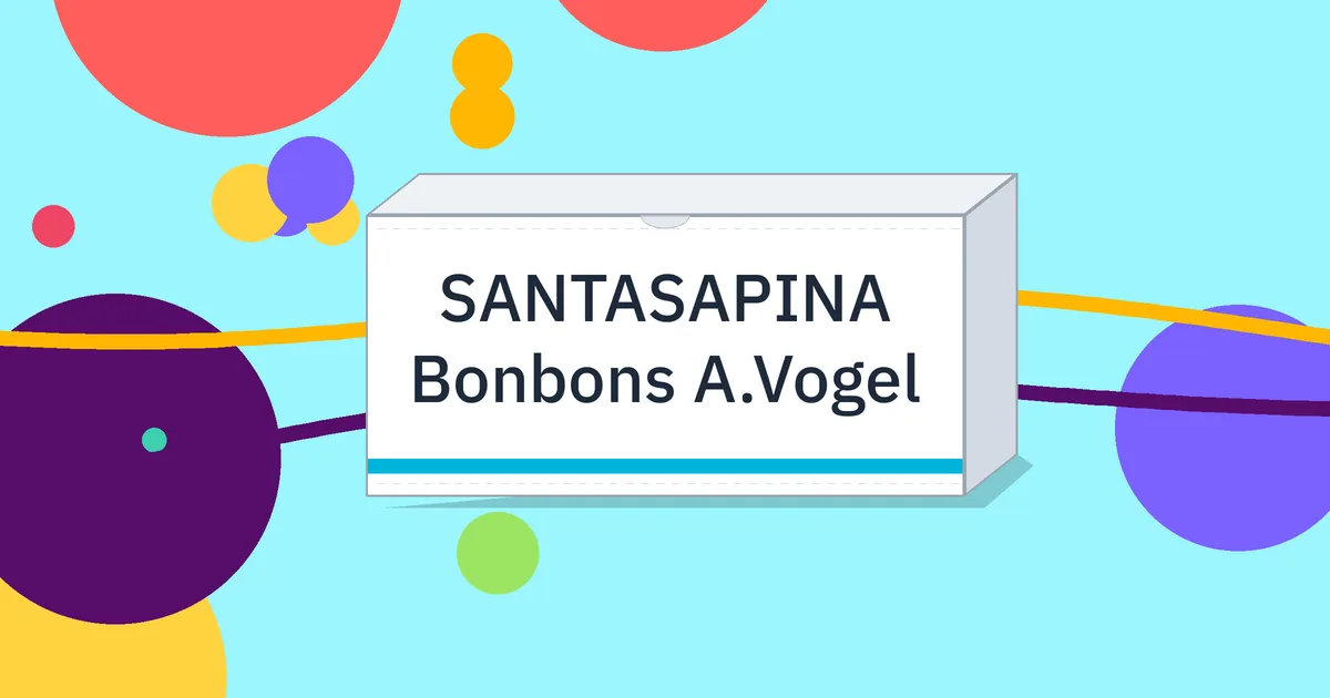 Symbolbild: Packung mit der Aufschrift SANTASAPINA Bonbons A.Vogel (PZN 03763537) – Verfügbarkeit und Bezug in Apotheken in Frankfurt am Main