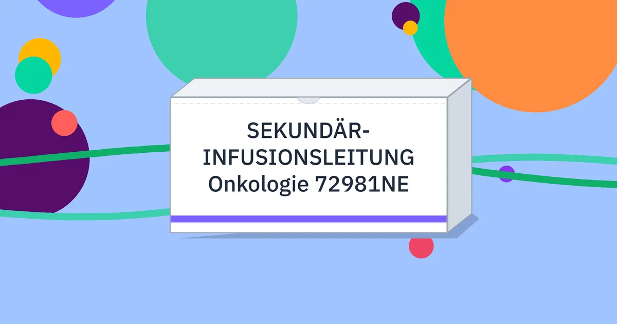 Symbolbild: Packung mit der Aufschrift SEKUNDÄR-INFUSIONSLEITUNG Onkologie 72981NE (PZN 13589365) – Verfügbarkeit und Bezug in Apotheken in Frankfurt am Main