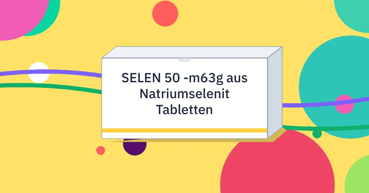 Symbolbild: Packung mit der Aufschrift SELEN 50 -m63g aus Natriumselenit Tabletten (PZN 11727188) – Verfügbarkeit und Bezug in Apotheken in Frankfurt am Main