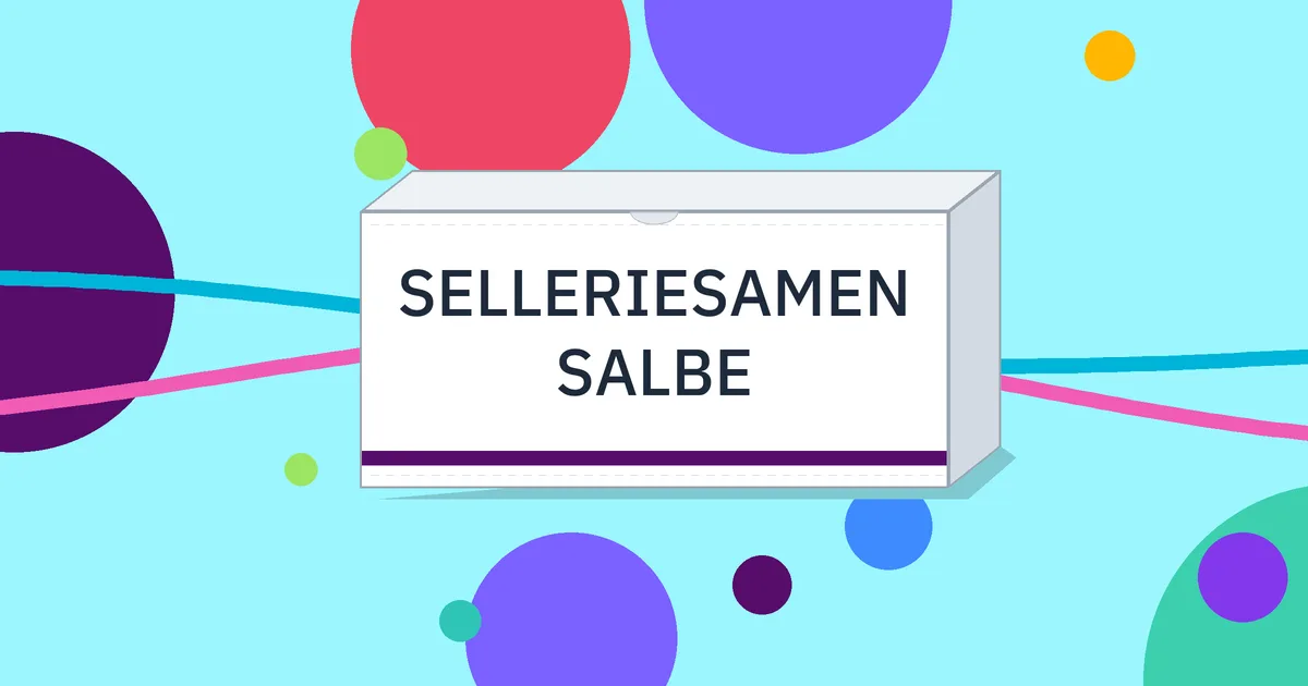 Symbolbild: Packung mit der Aufschrift SELLERIESAMEN SALBE (PZN 18353845) – Verfügbarkeit und Bezug in Apotheken in Frankfurt am Main