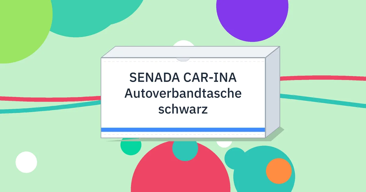 Symbolbild: Packung mit der Aufschrift SENADA CAR-INA Autoverbandtasche schwarz (PZN 09467604) – Verfügbarkeit und Bezug in Apotheken in Frankfurt am Main
