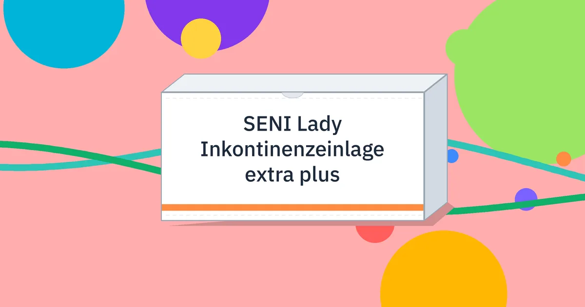 Symbolbild: Packung mit der Aufschrift SENI Lady Inkontinenzeinlage extra plus (PZN 12904988) – Verfügbarkeit und Bezug in Apotheken in Frankfurt am Main
