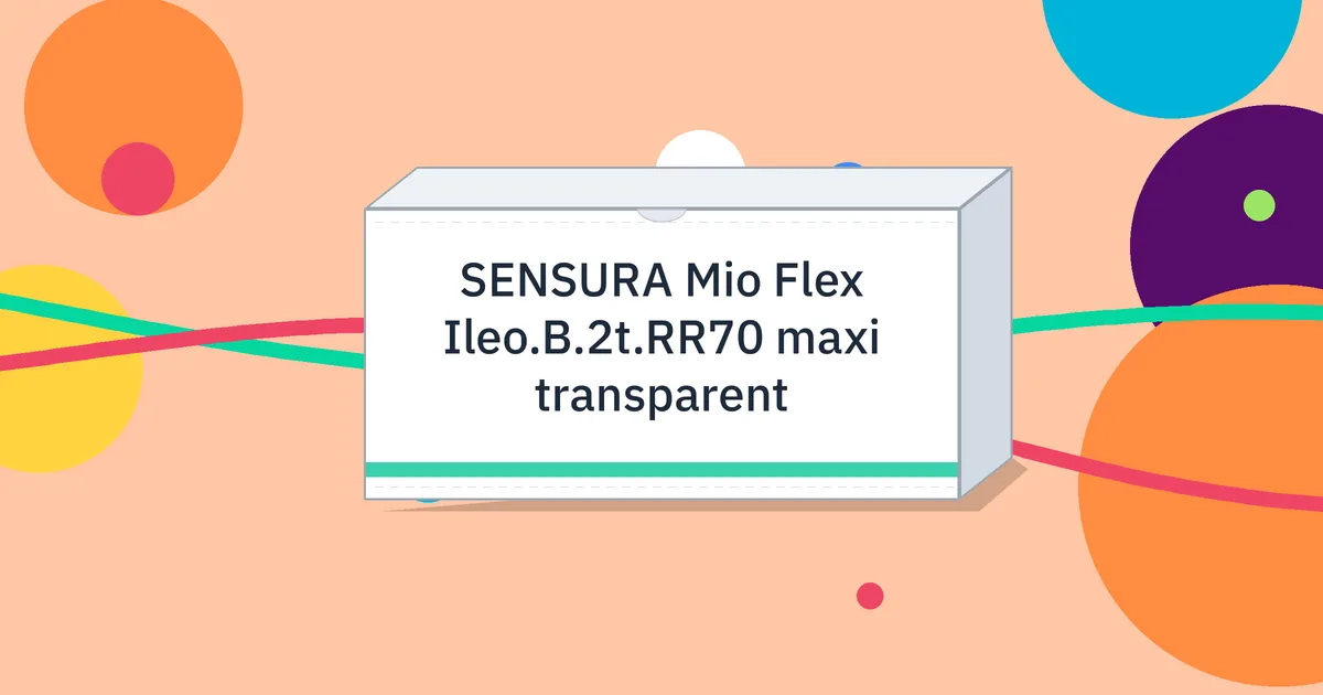 Symbolbild: Packung mit der Aufschrift SENSURA Mio Flex Ileo.B.2t.RR70 maxi transparent (PZN 10202377) – Verfügbarkeit und Bezug in Apotheken in Frankfurt am Main