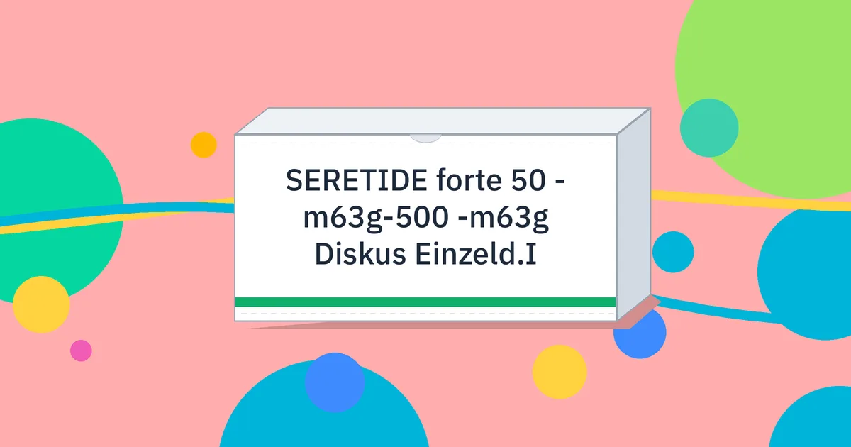 Symbolbild: Packung mit der Aufschrift SERETIDE forte 50 -m63g-500 -m63g Diskus Einzeld.I (PZN 18450689) – Verfügbarkeit und Bezug in Apotheken in Frankfurt am Main