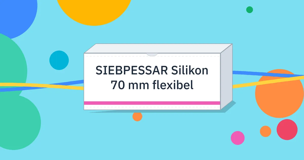 Symbolbild: Packung mit der Aufschrift SIEBPESSAR Silikon 70 mm flexibel (PZN 03375309) – Verfügbarkeit und Bezug in Apotheken in Frankfurt am Main