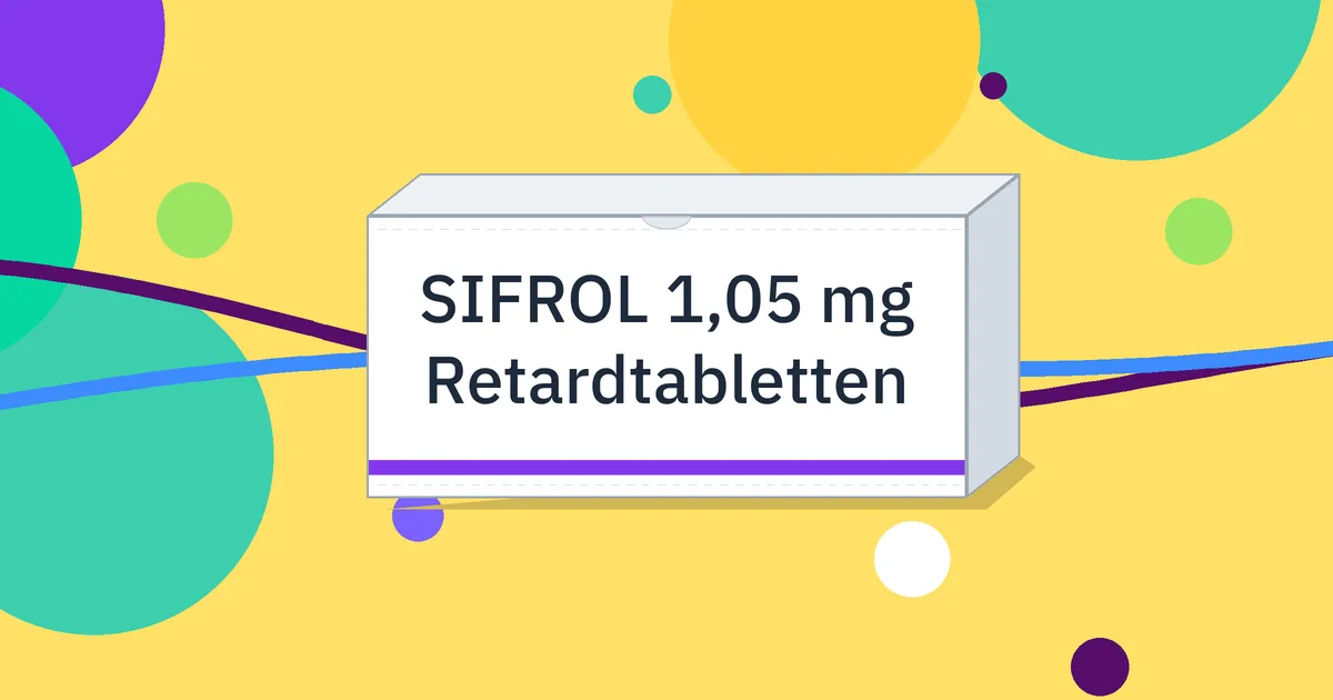 Symbolbild: Packung mit der Aufschrift SIFROL 1,05 mg Retardtabletten (PZN 00267737) – Verfügbarkeit und Bezug in Apotheken in Frankfurt am Main