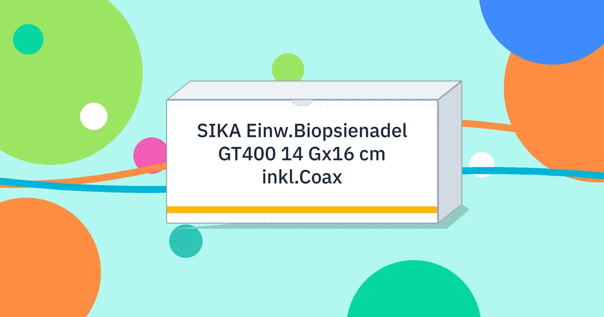Symbolbild: Packung mit der Aufschrift SIKA Einw.Biopsienadel GT400 14 Gx16 cm inkl.Coax (PZN 20287848) – Verfügbarkeit und Bezug in Apotheken in Frankfurt am Main