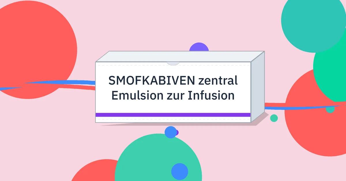 Symbolbild: Packung mit der Aufschrift SMOFKABIVEN zentral Emulsion zur Infusion (PZN 17449187) – Verfügbarkeit und Bezug in Apotheken in Frankfurt am Main