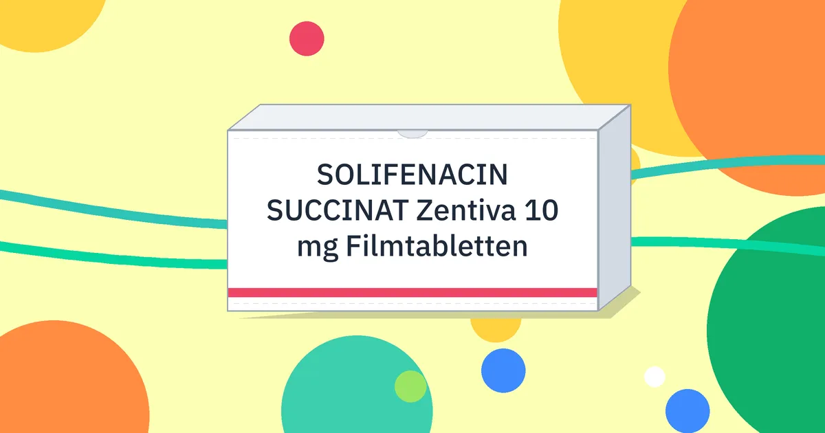 Symbolbild: Packung mit der Aufschrift SOLIFENACIN SUCCINAT Zentiva 10 mg Filmtabletten (PZN 14358403) – Verfügbarkeit und Bezug in Apotheken in Frankfurt am Main