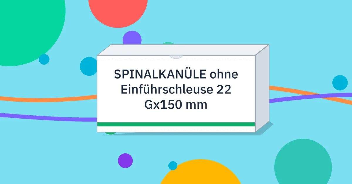 Symbolbild: Packung mit der Aufschrift SPINALKANÜLE ohne Einführschleuse 22 Gx150 mm (PZN 03949555) – Verfügbarkeit und Bezug in Apotheken in Frankfurt am Main