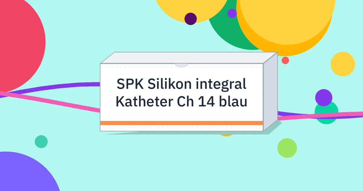 Symbolbild: Packung mit der Aufschrift SPK Silikon integral Katheter Ch 14 blau (PZN 13163258) – Verfügbarkeit und Bezug in Apotheken in Frankfurt am Main