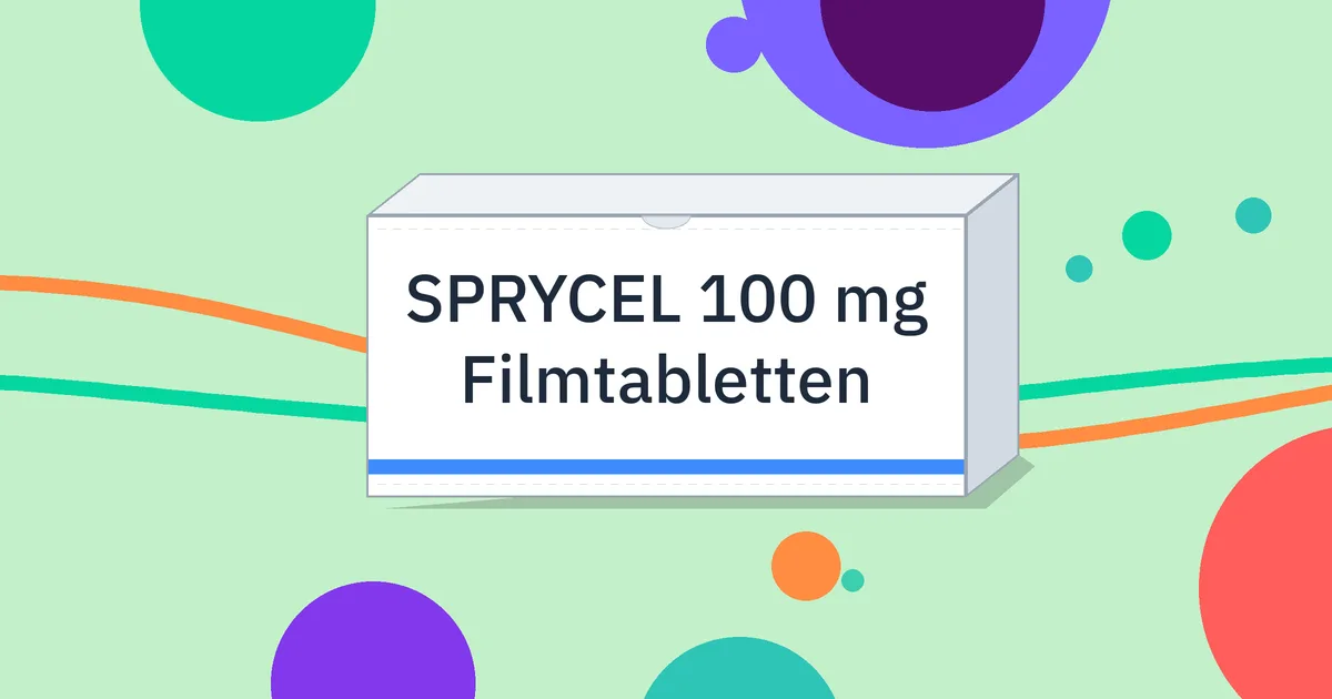 Symbolbild: Packung mit der Aufschrift SPRYCEL 100 mg Filmtabletten (PZN 09943571) – Verfügbarkeit und Bezug in Apotheken in Frankfurt am Main