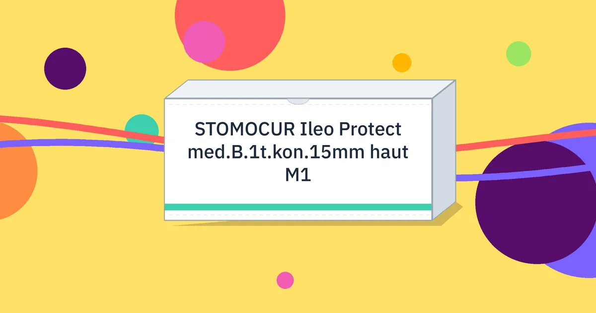 Symbolbild: Packung mit der Aufschrift STOMOCUR Ileo Protect med.B.1t.kon.15mm haut M1 (PZN 18192454) – Verfügbarkeit und Bezug in Apotheken in Frankfurt am Main