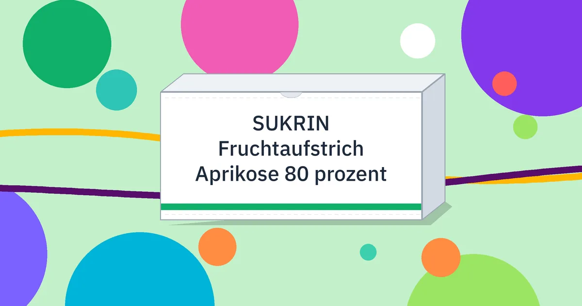 Symbolbild: Packung mit der Aufschrift SUKRIN Fruchtaufstrich Aprikose 80 prozent (PZN 20224919) – Verfügbarkeit und Bezug in Apotheken in Frankfurt am Main