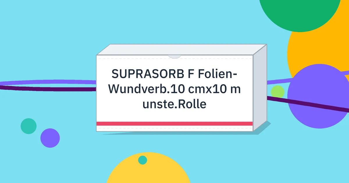 Symbolbild: Packung mit der Aufschrift SUPRASORB F Folien-Wundverb.10 cmx10 m unste.Rolle (PZN 19703974) – Verfügbarkeit und Bezug in Apotheken in Frankfurt am Main